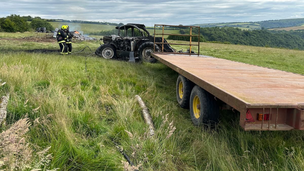 Minehead firefighters tackle farm vehicle fire in Exmoor field near ...