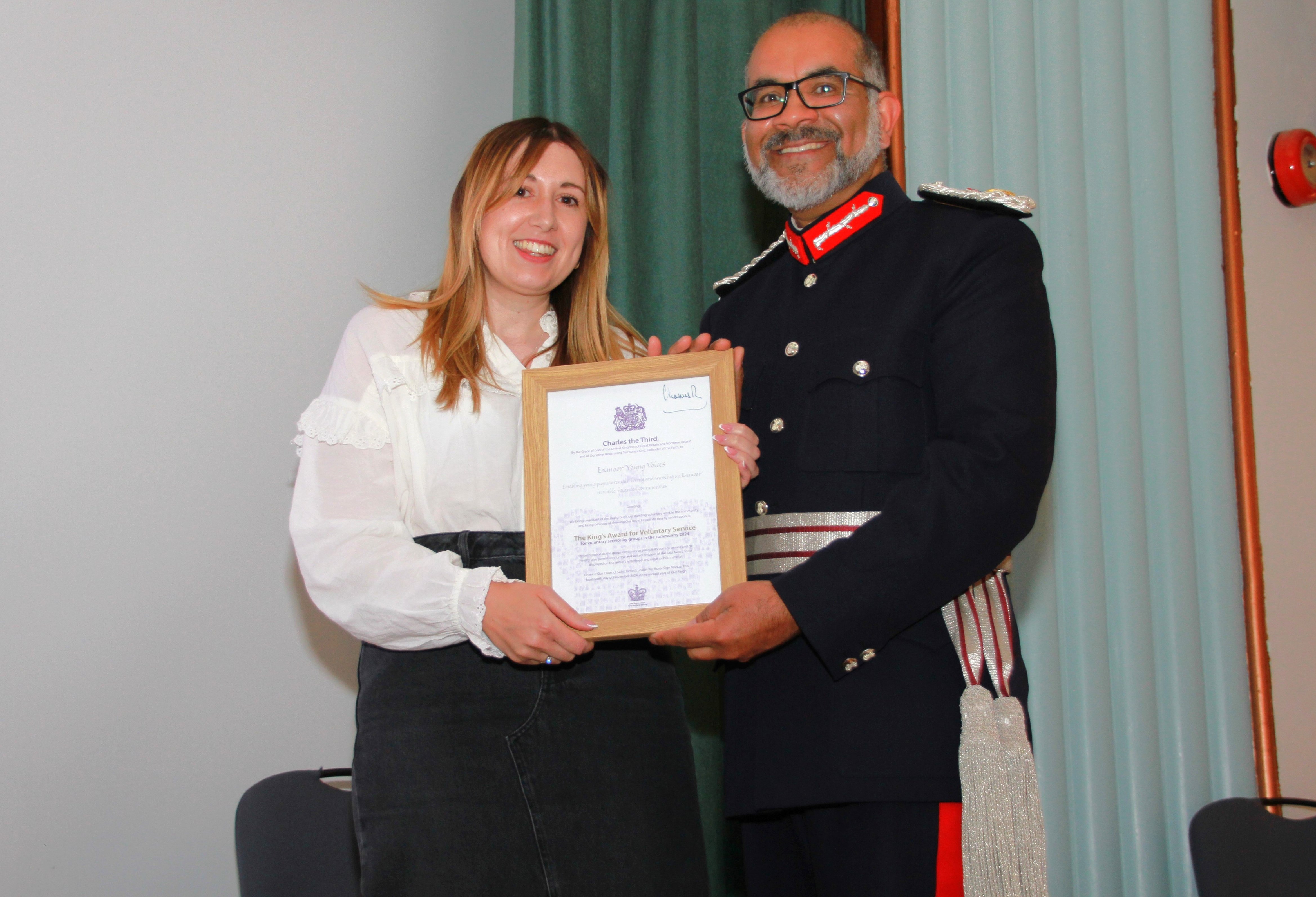 Lord Lieutenant presents King's highest charity award to Exmoor Young ...