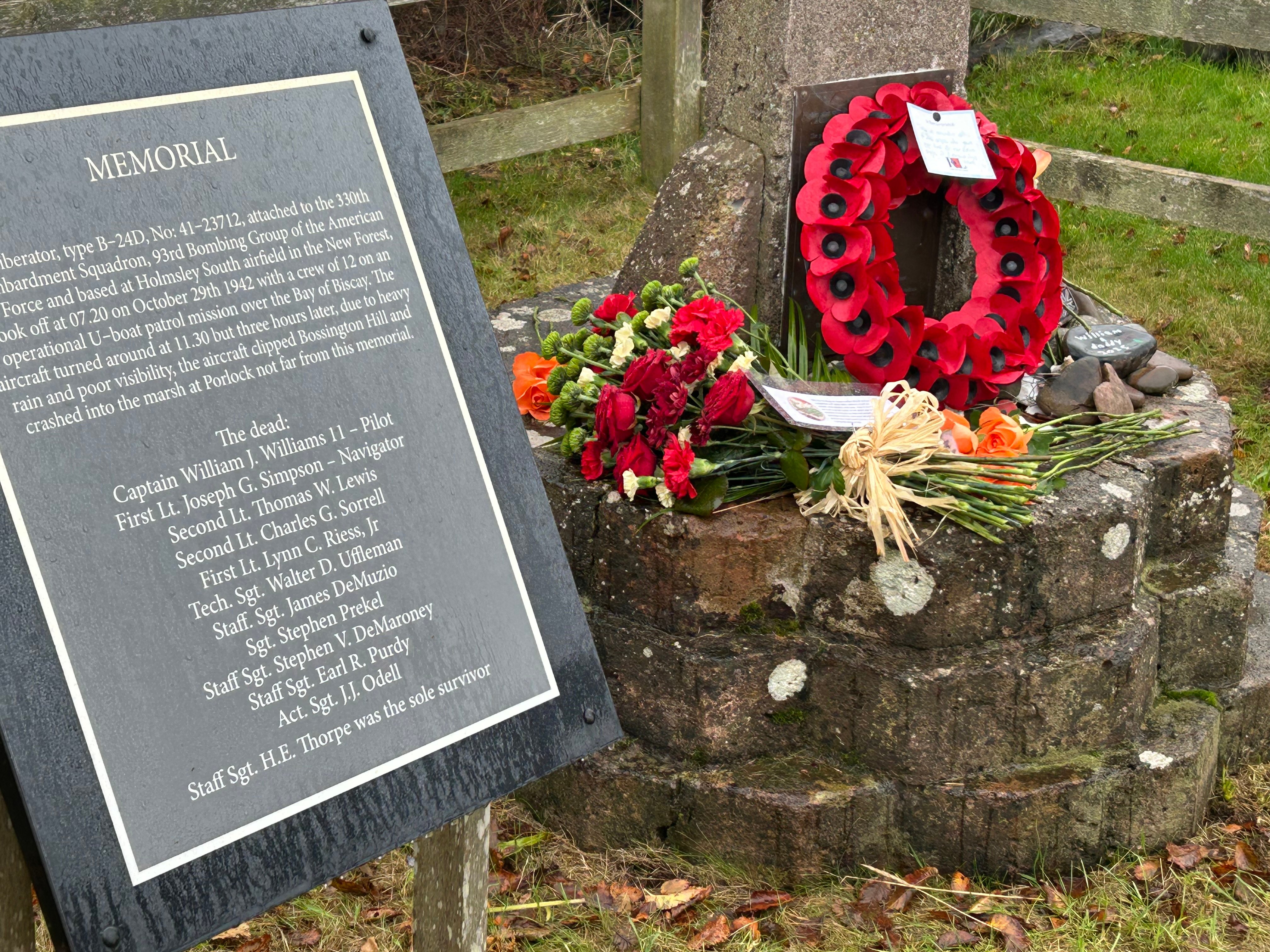 Armistice Day tributes by Porlock pupils for American airmen killed in ...